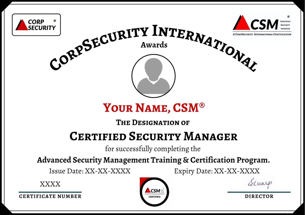 Certified Security Manager (CSM) — Security Certification